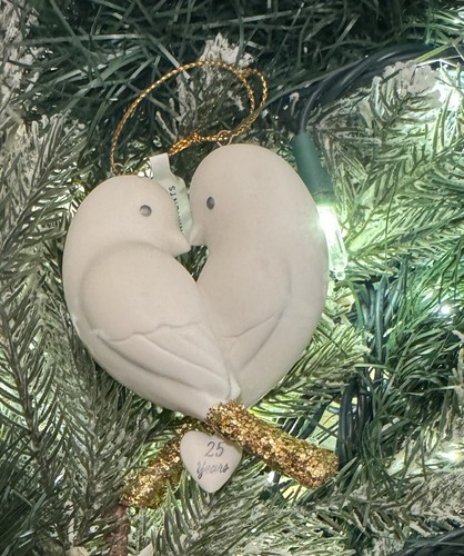 2024 Hallmark 25 Year Anniversary 2 Turtle Doves ️ Gold Christmas Tree ...