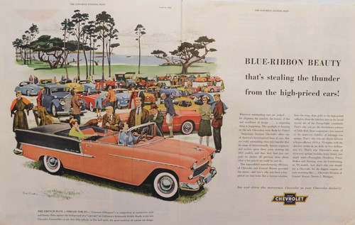 1955 Chevrolet Vintage Print Ad General Motors Blue Ribbon Beauty ...