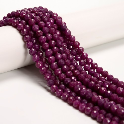 Natural Grade AA Ruby Micro Faceted Round Beads Size 6mm 15.5'' Strand ...
