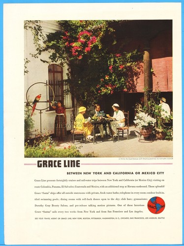 1937 Grace Line Santa Ocean Liners Guatemala City Patio Photo Vintage ...