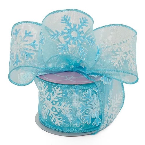 Blue Frozen Snowflake Christmas Ribbon - 2 1/2" x 10 Yards, Gift Wrap ...