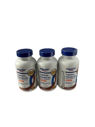 Equate Calcium Citrate + D3 Petites Tablets Dietary Supplement 200ct ...