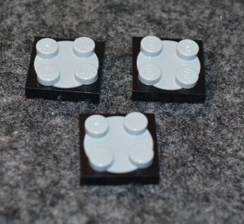 (3) 2x2 Black / Light Gray Turntable Rotating Tile Brick ~ New Lego ...