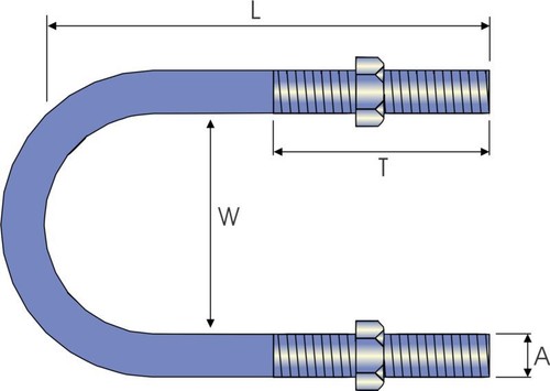 Qty 10 Round U Bolt M12 (12mm) x 114mm ID x 165mm Long Galvanised HDG ...