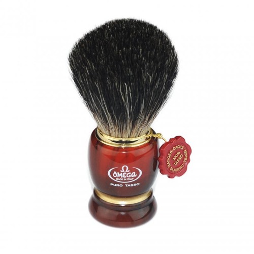 Omega 6151 Mock Tortoiseshell and Gold Band Pure Badger Shaving Brush ...