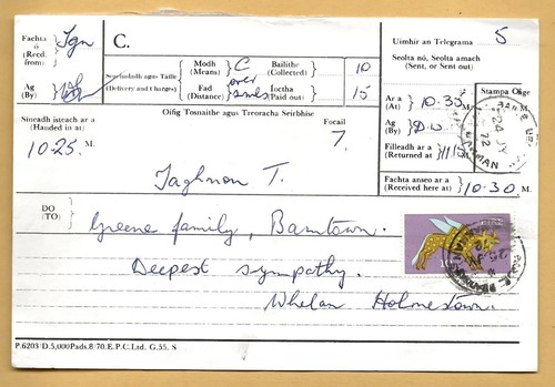 IRISH Postal History - Lot 25 - 1972 Telegram | eBay