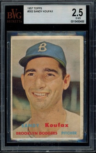 1957 Topps #302 Sandy Koufax Dodgers BVG 2.5 GD+ LOOK! | eBay