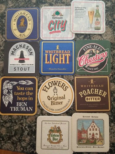 Beer COASTERS lot of 11 Brewery Mackeson Whitbread Chesters Brewery Bar ...