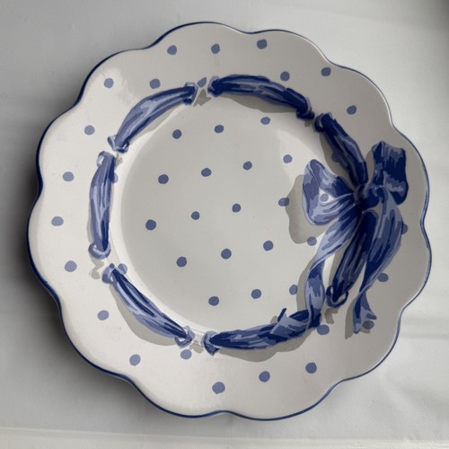 Tailored Tiles Japan Paula Ronini Blue Bow Ribbon Accent Plate Girly ...