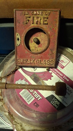 Vintage Metal Fire Alarm Auto Call Box Break Glass with Metal Mallet on ...