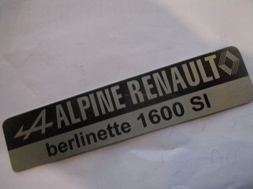 Nameplate Renault Alpine Plate A110 1600 SI Berlinette S51 S53 | eBay