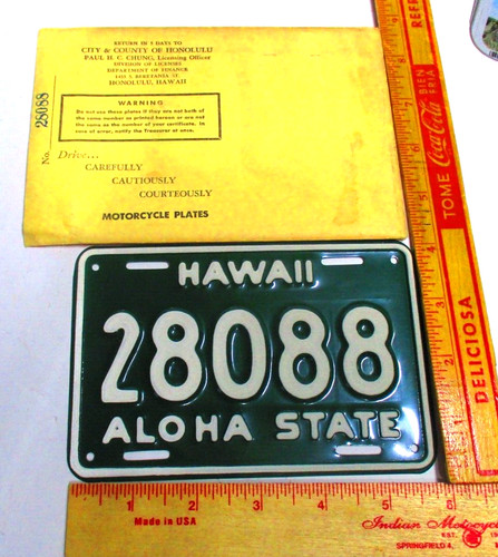 60s Hawaii motorcycle license plate Hi collectible tag biker garage ...