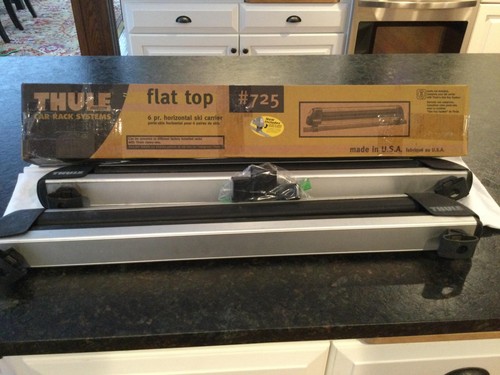Pair THULE Roof Rack Ski Mounts Round Bar OR Square Bar Cross Bar Ready ...