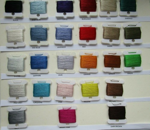 5 x 50-yard cards of fine silk thread - choose your colours from those ...