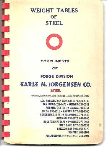 MRO Technical Data Book - Earle Jorgensen - Weight Tables of Steel 1941 ...