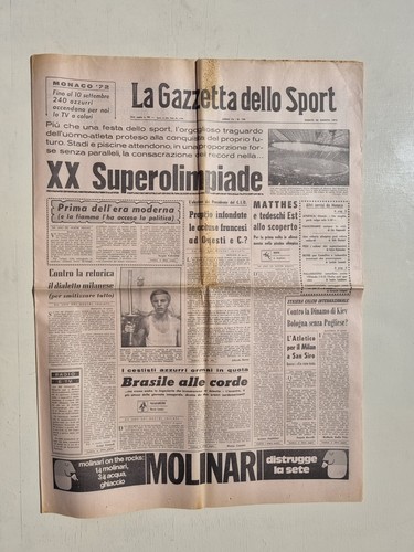 Gazzetta Dello Sport August 26 1972 Inauguration Olympics Munich Gunter ...