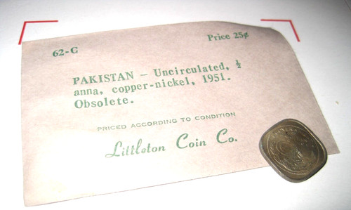 PAKISTAN UNCIRCULATED 1/2 ANNA 1951 COIN -LITTLETON COIN CO | eBay