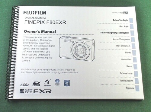 Fujifilm FinePix F80EXR Owner's Manual: 140 Pages & Protective Covers ...