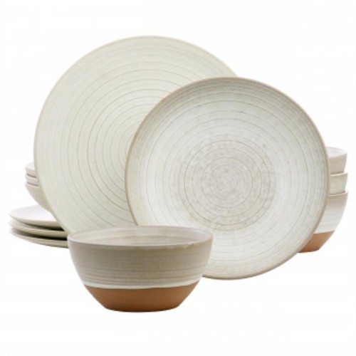 Gibson Elite 12 Piece Dreamweaver Round Earthenware Dinnerware Set In ...