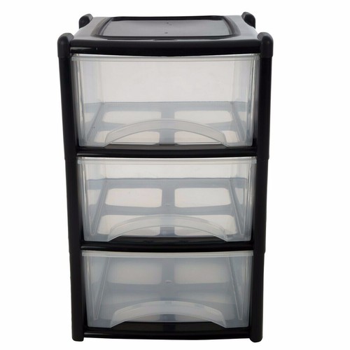3 DRAWER PLASTIC TOWER - UNIT TROLLEY CHEST DRAWER SCHOOL OFFICE HOME ...
