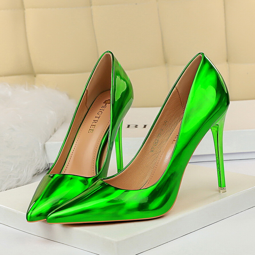 Tacones Altos Con Purpurina Verde Zapatos De Tacón Alto Y Fino Con
