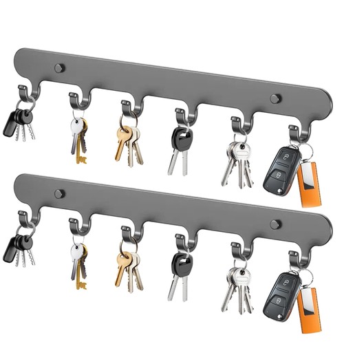 2 Pack Key Holder for WallKey Hooks with 6 Hooks Strong Adhesive Key ...