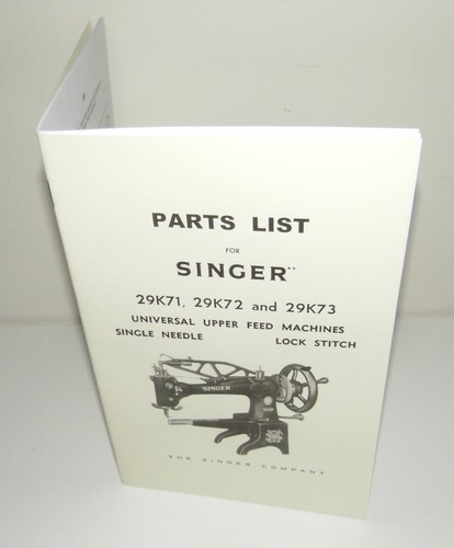 Singer 29K71 29K72 29K73 Sewing Machine list of Parts Reproduction | eBay