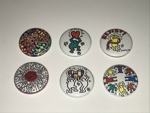 1" SET OF 6 KEITH HARING ART LAPEL BUTTON BADGE PINS PINBACK [P387] | eBay