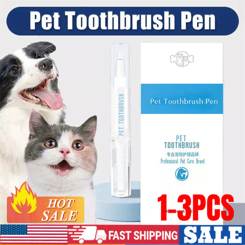 Pet Toothbrush Pen, Dog Teeth Cleaning Pen, Cat/Dog Tartar Remover for ...