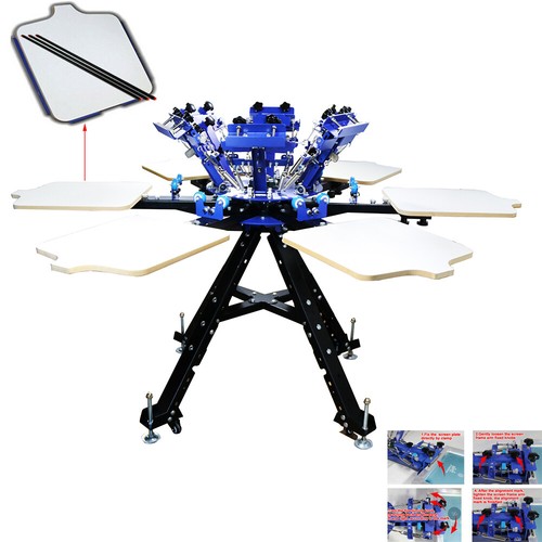 Micro Adjust Screen Printing Machine 6 Color Press w/Heavy-Duty Stand ...