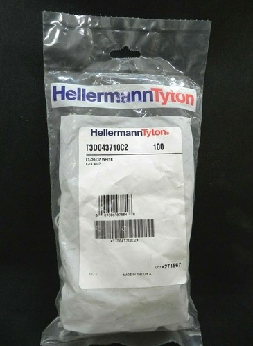 100 Hellermann Tyton 7/16 Inch r-clamp White Nylon Cable Clamps ...
