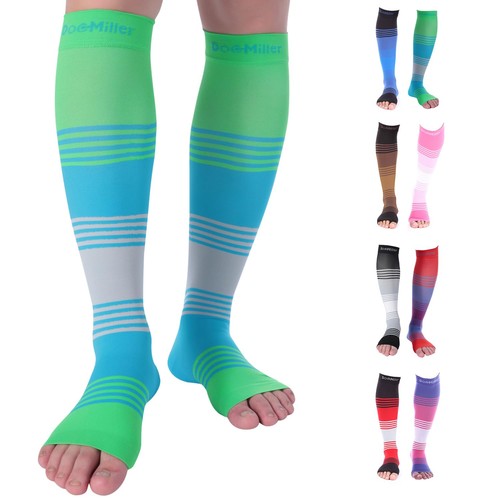 Toeless Compression Socks Men Women Open Toe Calf Sleeve 20-30mmHg 1 ...