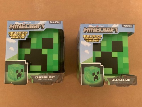 2 NEW Minecraft Creeper Light w Sound Table Desk Lamp Night Light ...