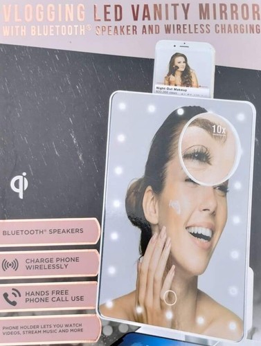 Vlogging LED Vanity Mirror With Bluetooth Speaker And Wireless Charging have 2 | eBay