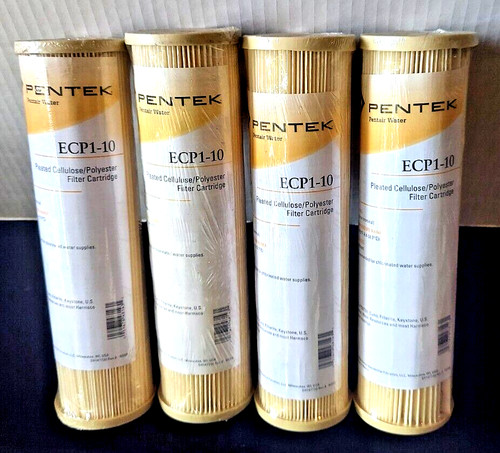 Pentek ECP1-10 1 Micron 10 x 2.5 Lot (4) Pleated Sediment Water Filters ...