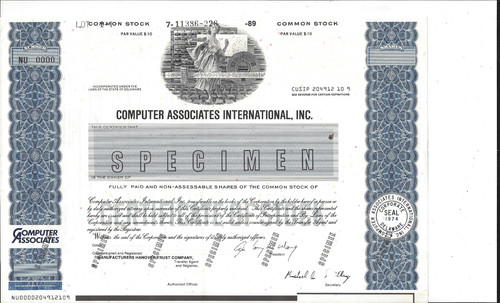 COMPUTER ASSOCIATES INTERNATIONAL INC......ABN "SPECIMEN" STOCK ...