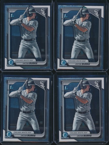Lot of (4) JACOB BURKE 1st 2024 Bowman Chrome Chicago White Sox Rookie ...