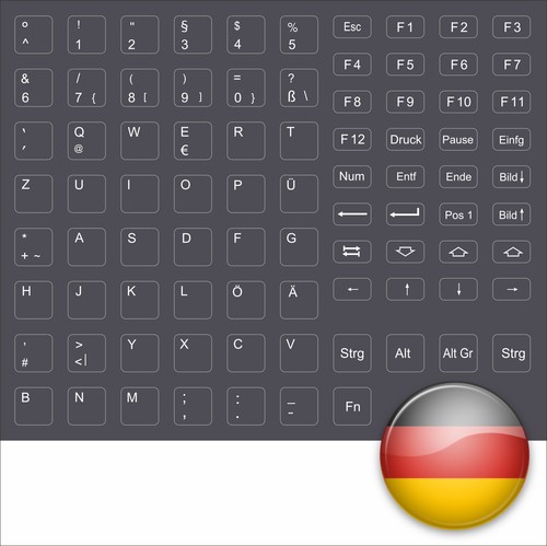 TASTATURAUFKLEBER KEYBOARD STICK DEUTSCH GERMAN DUNKELGRAU DARKGREY ...