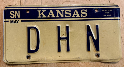 KANSAS VANITY AUTO LICENSE PLATE " D H N " | eBay