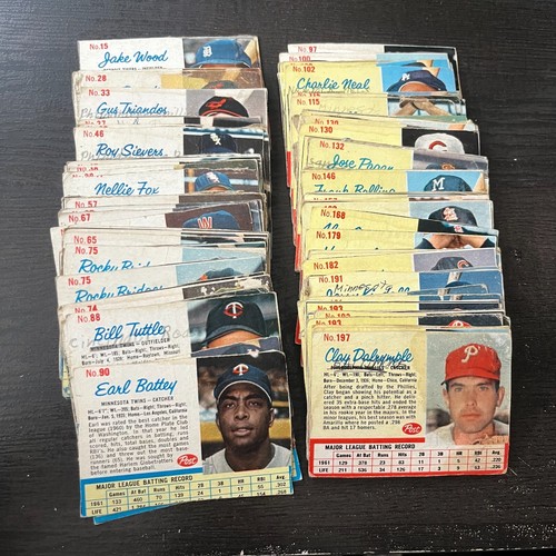 61 Count 1962 Post Cereal Baseball Card Lot - Low Grade | eBay