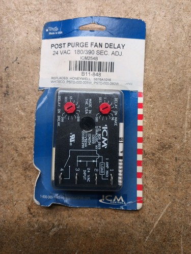 ICM Controls ICM254B Post Purge Fan Delay Timer, 12-390 Second ...