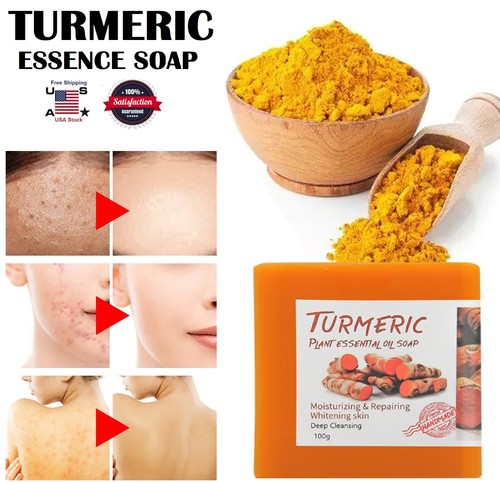 2× Tumeric Soap Skin Whitening Dark Spots lightening Acne Brightening ...
