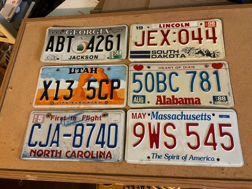 Lot #4 Of 6 Different States License Plates Better Rustic Condition ...