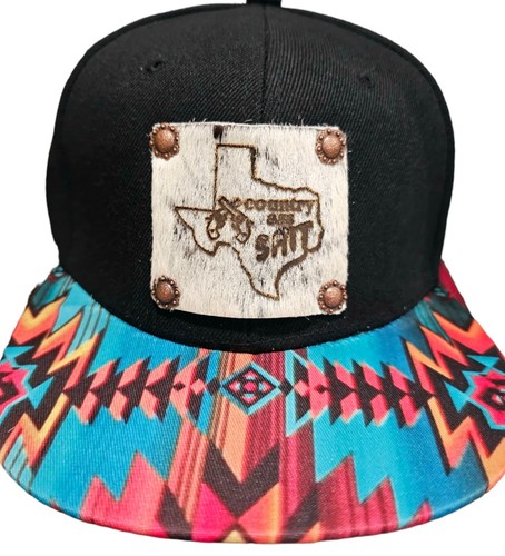 Aztec Flat Bill Cowhide Patch Snapback Cap | eBay