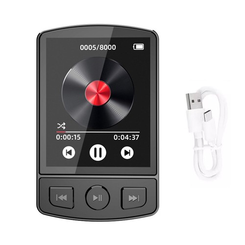 Black MP3 Player Bluetooth 5.0 HiFi Lossless Sound FM Radio Voice ...