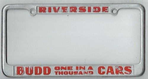 VERY RARE Riverside California BUDD Used Cars Vintage Dealer License ...
