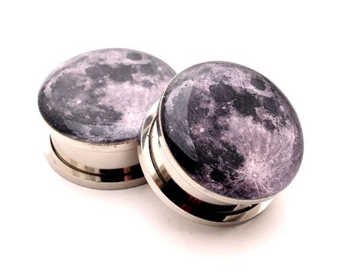 Pair of Screw on Full Moon Picture Plugs gauges 16g thru 1 inch | eBay