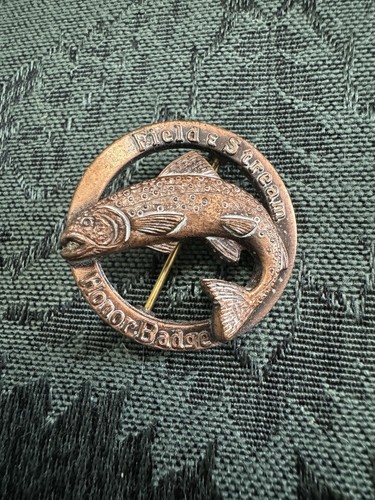 VINTAGE FIELD & STREAM COPPER FISHING HONOR BADGE AWARD PIN 7lb .5OZ ...
