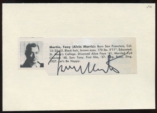 Tony Martin d2012 signed autograph auto 4x5 Cut Actor Singer Walk Hand ...
