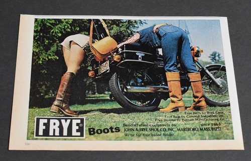 1977 Print Ad Frye Boots Motorcycle Lady Man Shorts Cheeky Sexy Long ...